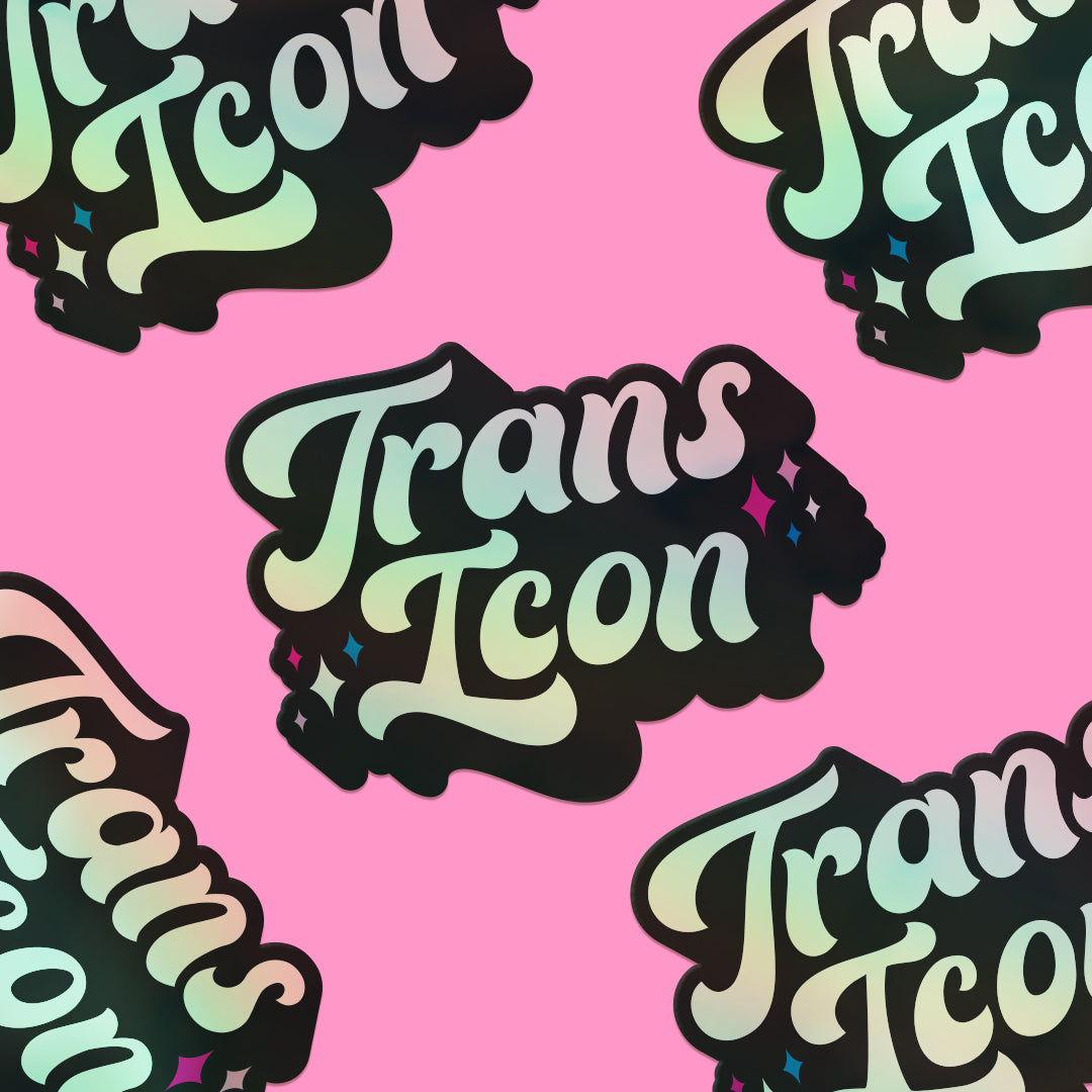 Trans Icon Holographic Vinyl Pride Sticker – A Fink & Ink